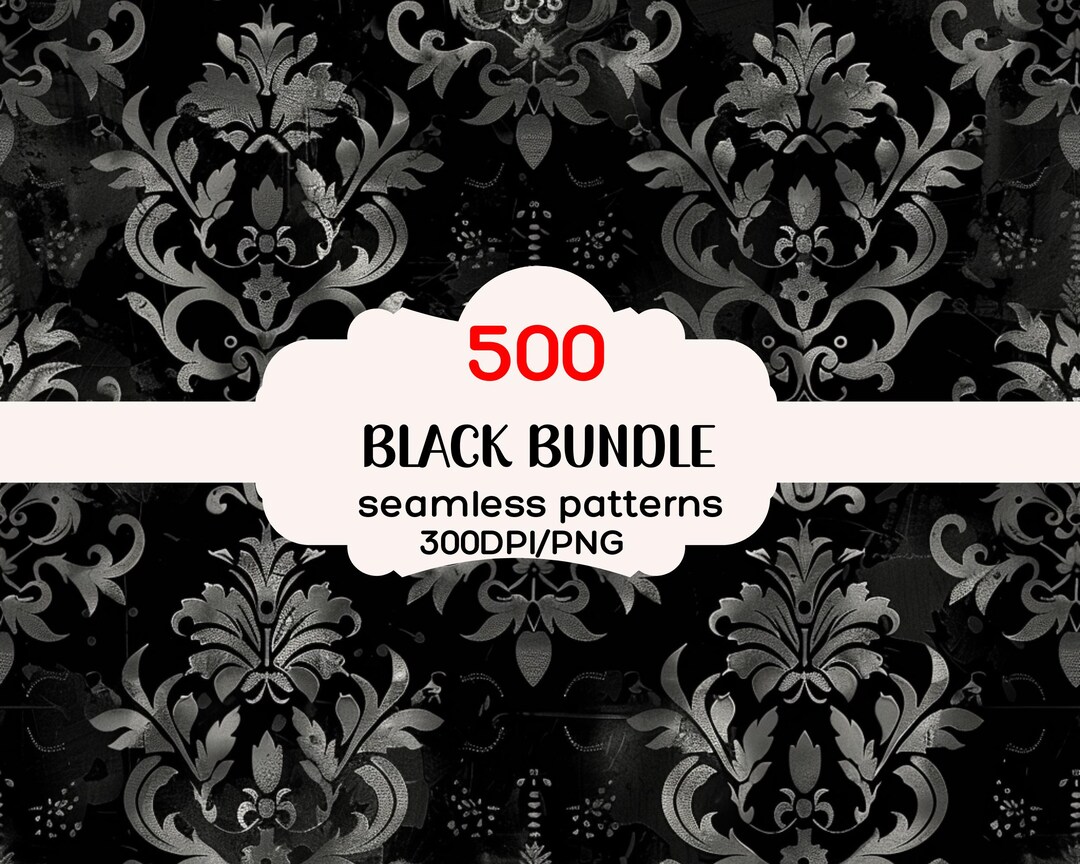 Black 500+ Seamless Patterns Bundle, Black Seamless Textures, Black ...