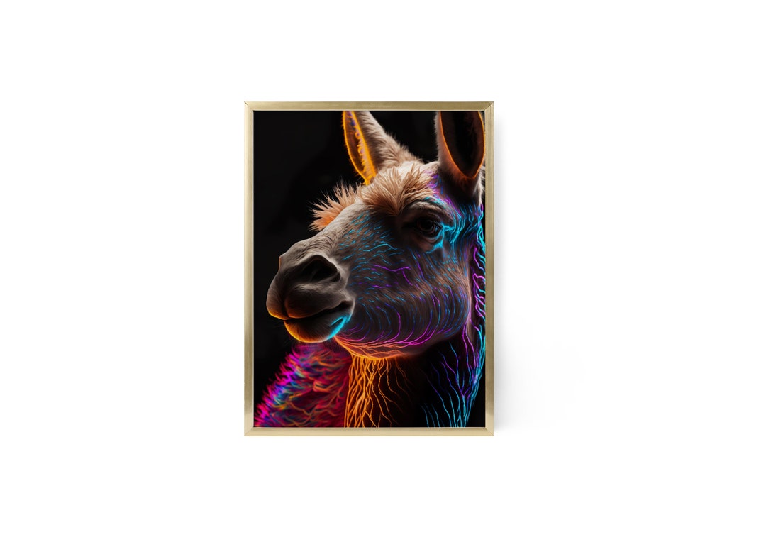 Neon Llama Printable Wall Art Llama Wall Art Animal Prints - Etsy