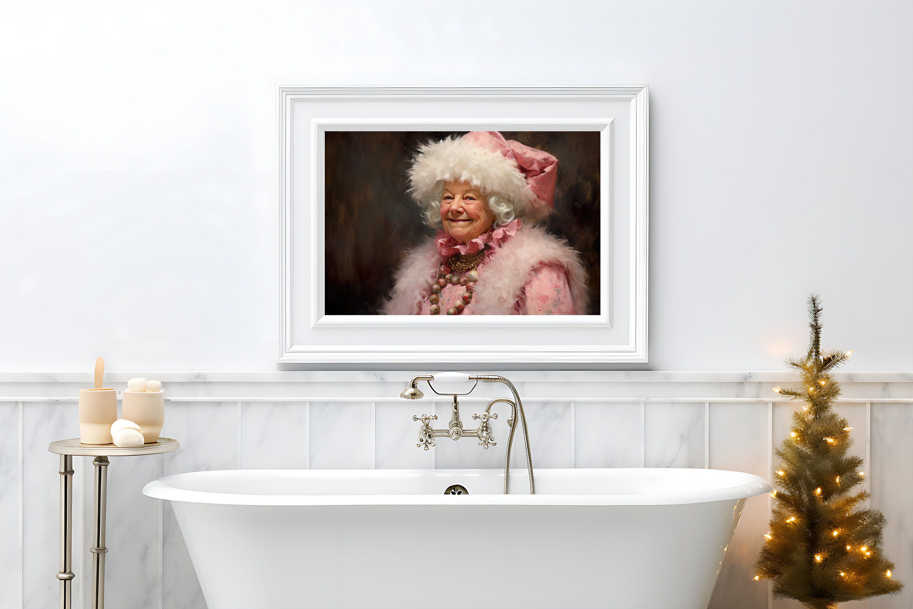 Pink Mrs. Claus Wall Art, Christmas Wall Art, Christmas Wall Decor, Mrs ...