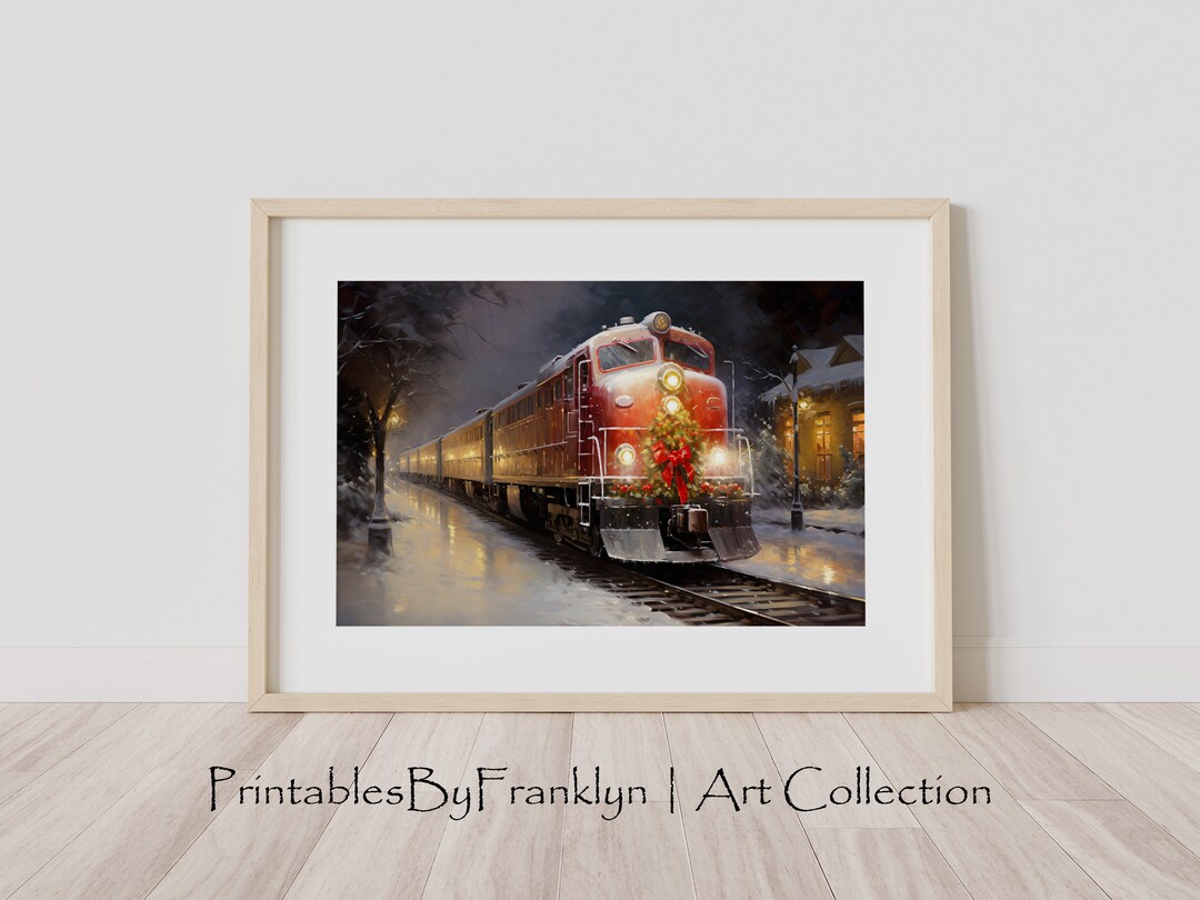 Christmas Magic Train Express Wall Art Painting, Christmas Wall Decor ...