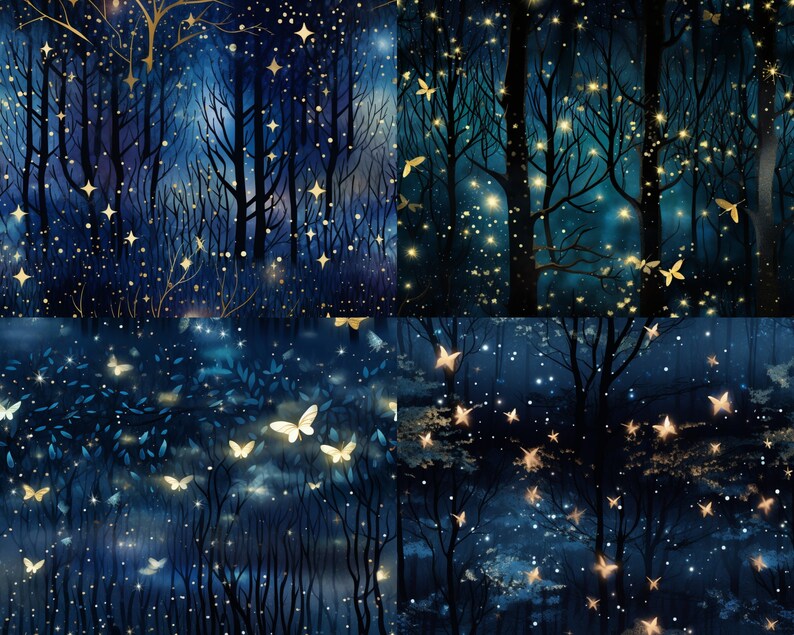 Twilight Forest Seamless Patterns, Magical Forest Repeating Pattern ...