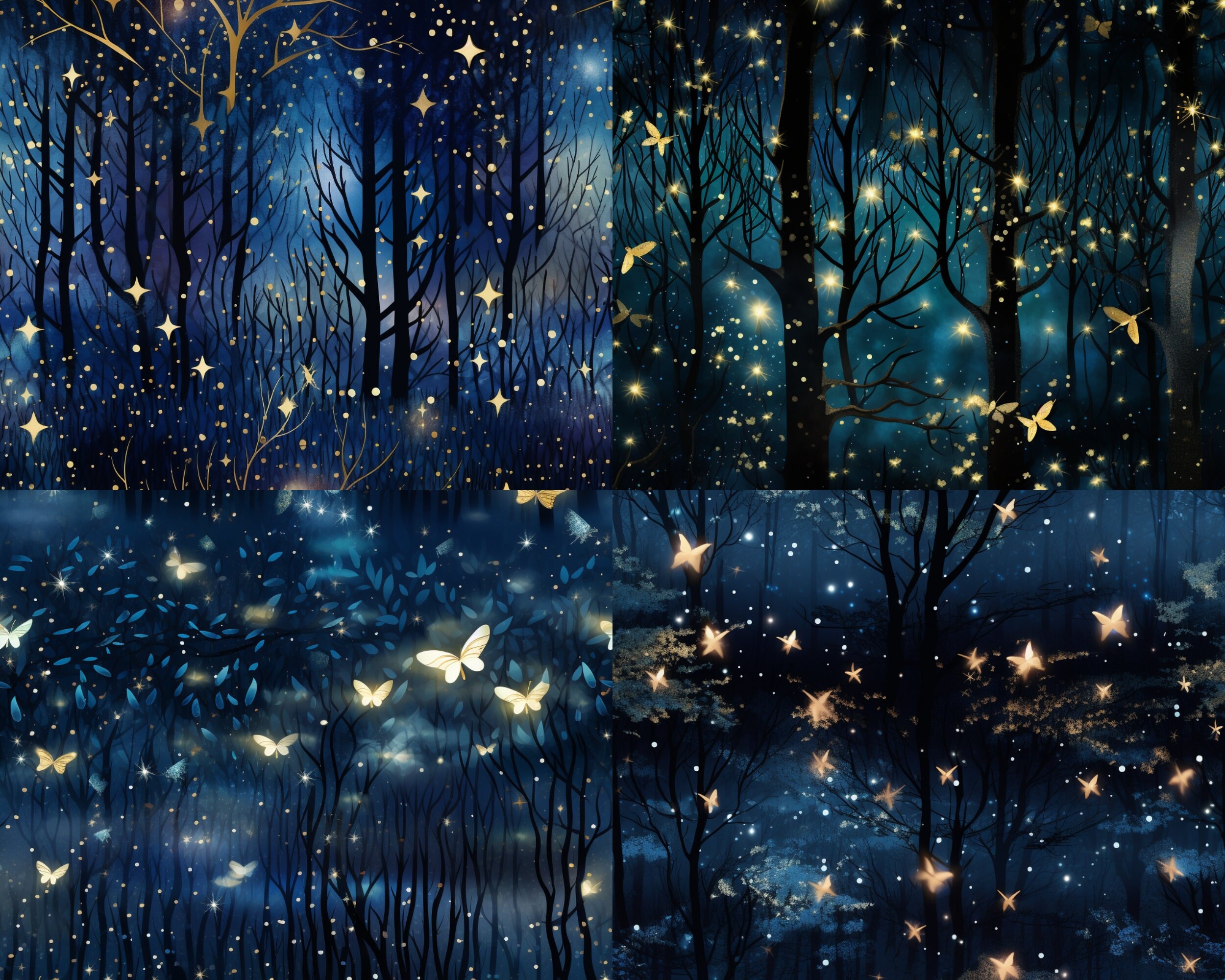 Twilight Forest Seamless Patterns, Magical Forest Repeating Pattern ...