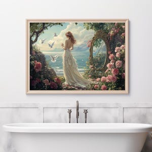 Aphrodite in a Rose-filled Garden by the Sea Wall Art, Greek Mythology ...
