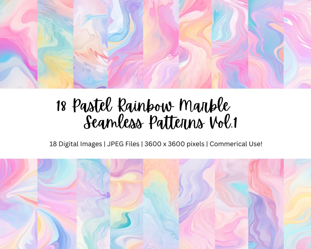 Pastel Rainbow Marble Seamless Pattern, Pastel Repeating Pattern ...