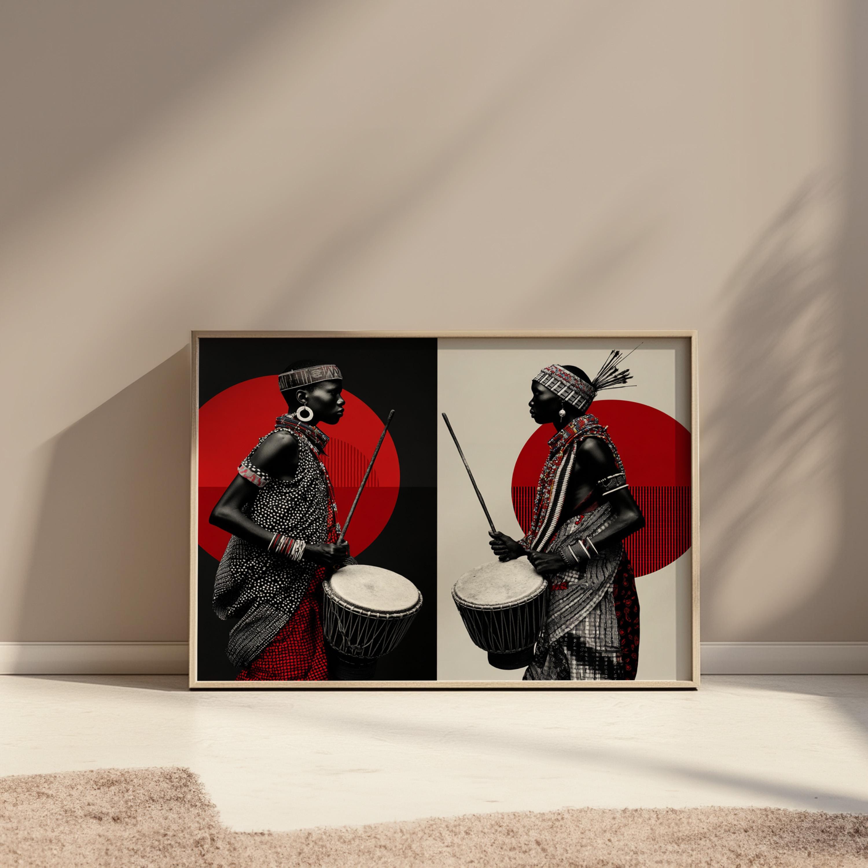 African Tribal Drummers Wall Art, African Wall Art, African Wall Decor ...