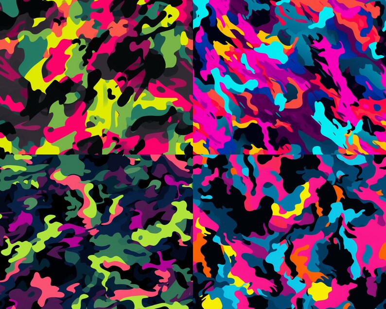 Neon Camouflage Seamless Pattern, Neon Camouflage Repeating Pattern ...