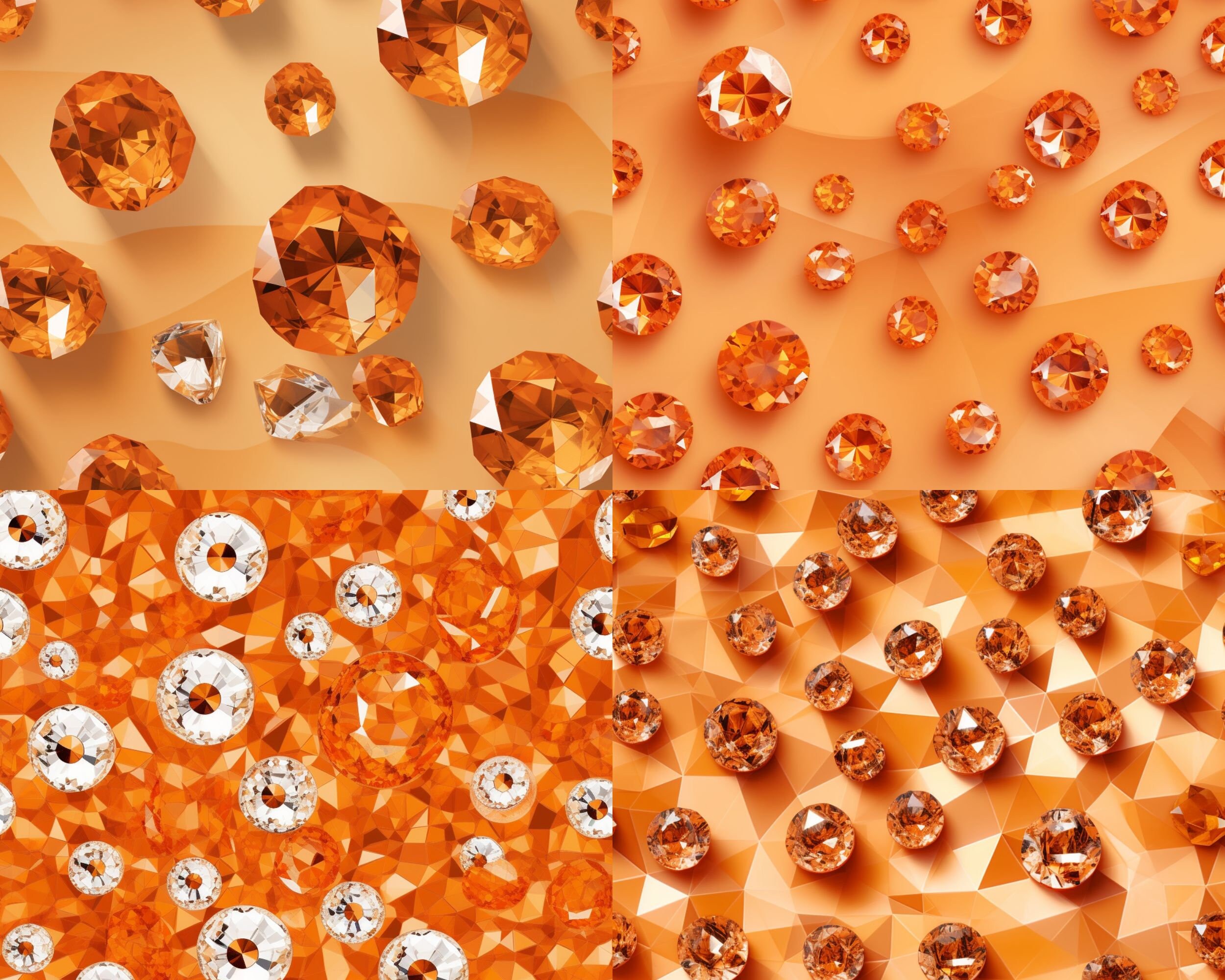 18 Orange Diamond Seamless Pattern, Luxurious Orange Diamond Repeating Pattern, Realistic Design ...