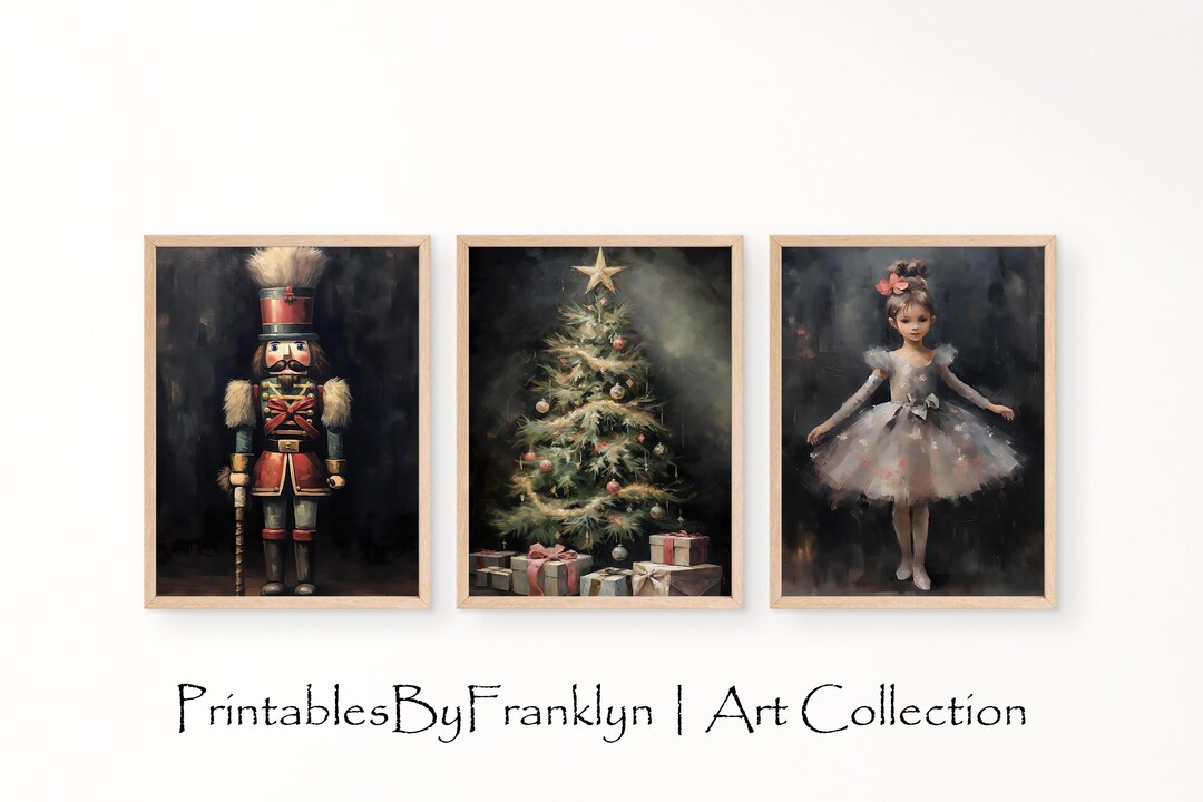 Vintage Christmas Nutcracker Wall Art Bundle, Christmas Wall Art Set of ...
