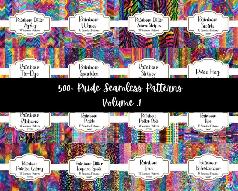 Pride 500 Seamless Background Patterns Bundle, Pride Month, LGBTQIA ...