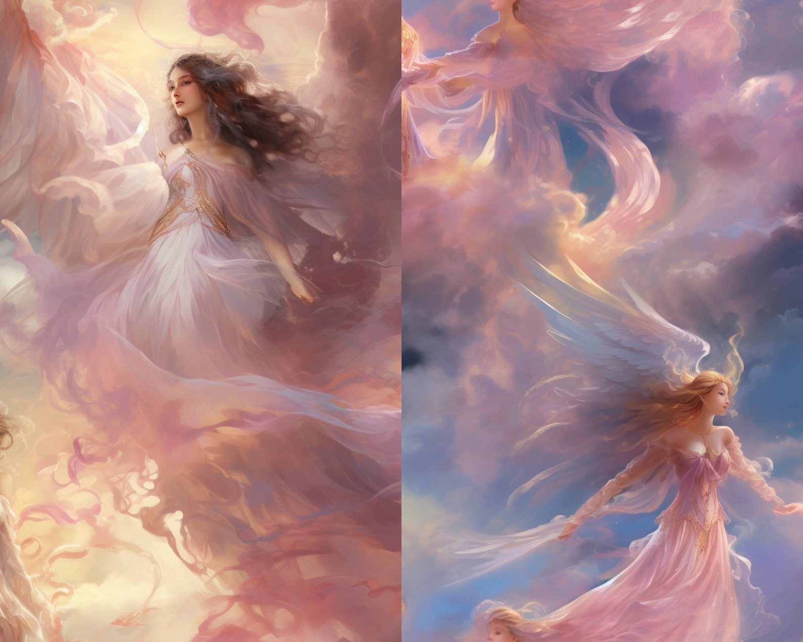 Angels Background Seamless Patterns, Heaven Seamless Patterns, Clouds ...