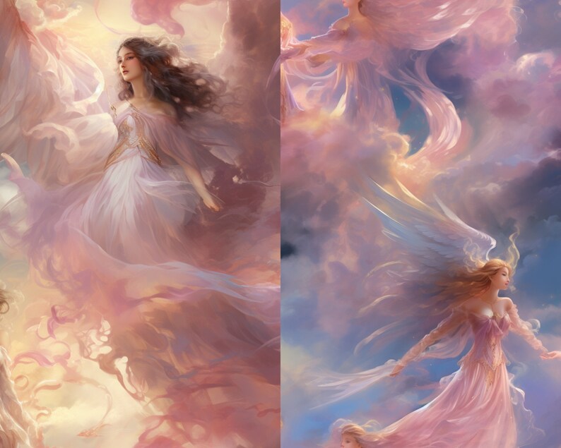Angels Background Seamless Patterns, Heaven Seamless Patterns, Clouds ...