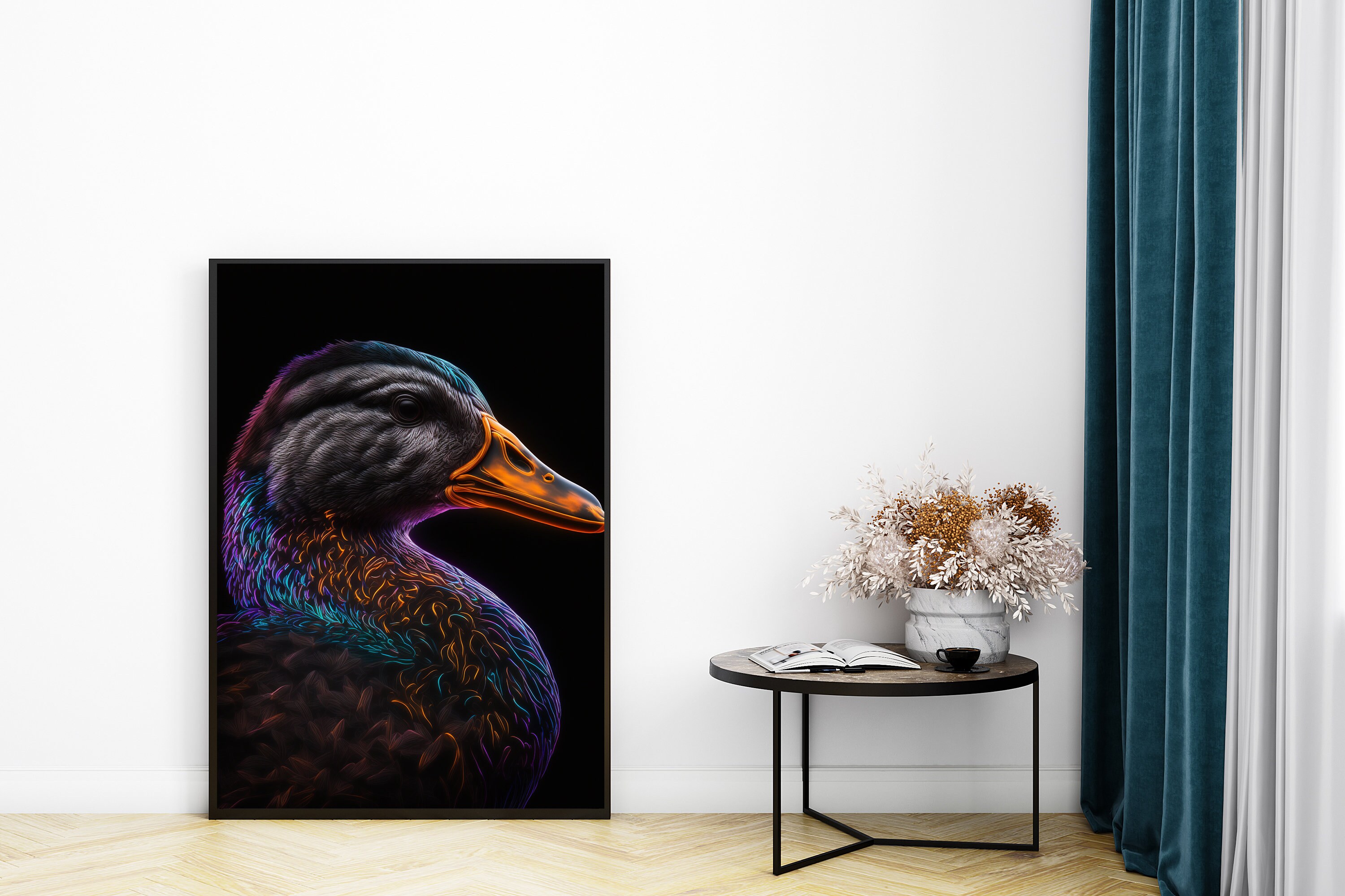 Neon Duck Printable Wall Art, Duck Wall Art, Animal Prints, Duck Wall ...