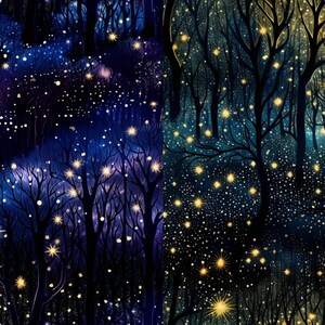 Twilight Forest Seamless Patterns, Magical Forest Repeating Pattern, Forest Texture Backgrounds ...