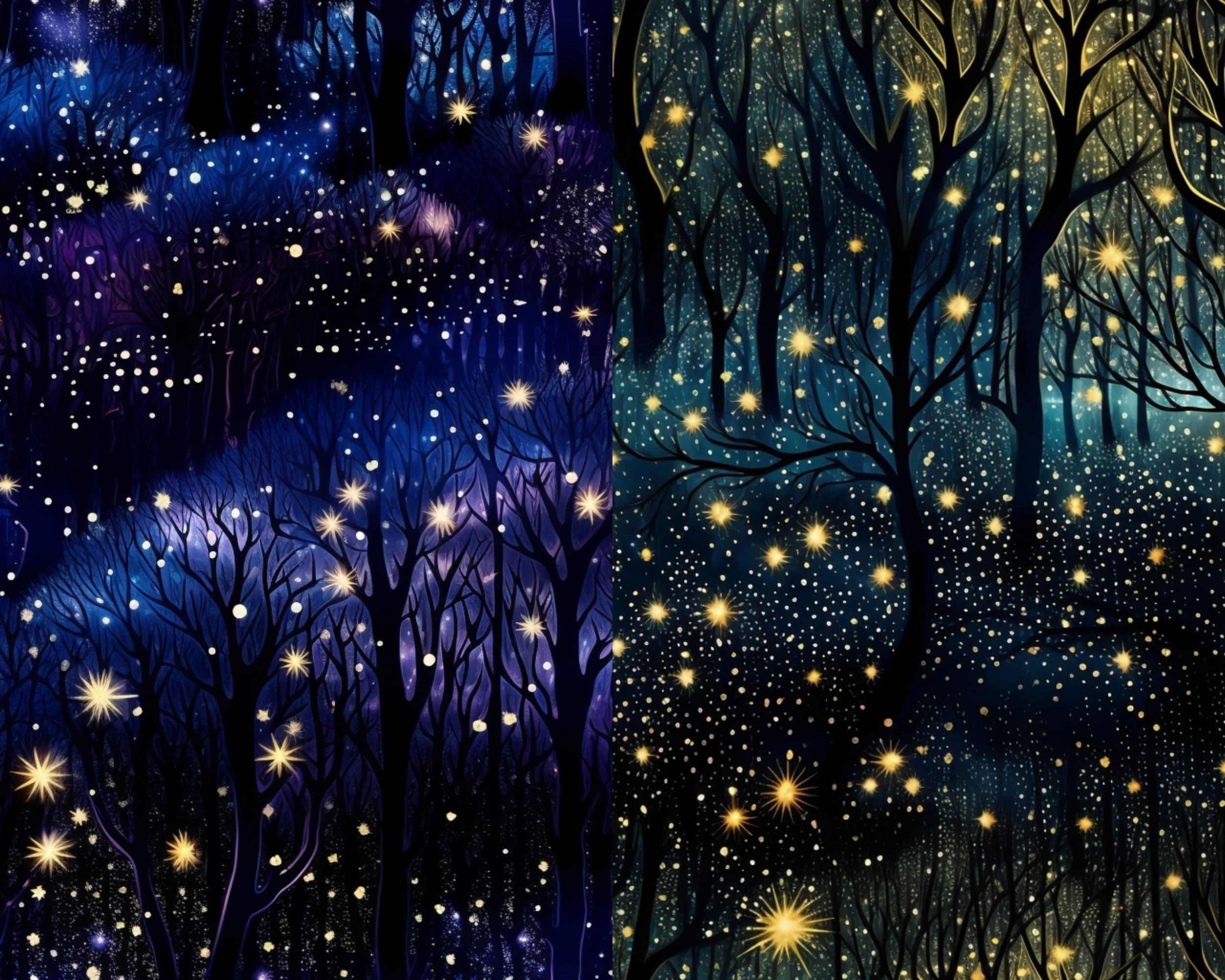 Twilight Forest Seamless Patterns, Magical Forest Repeating Pattern ...