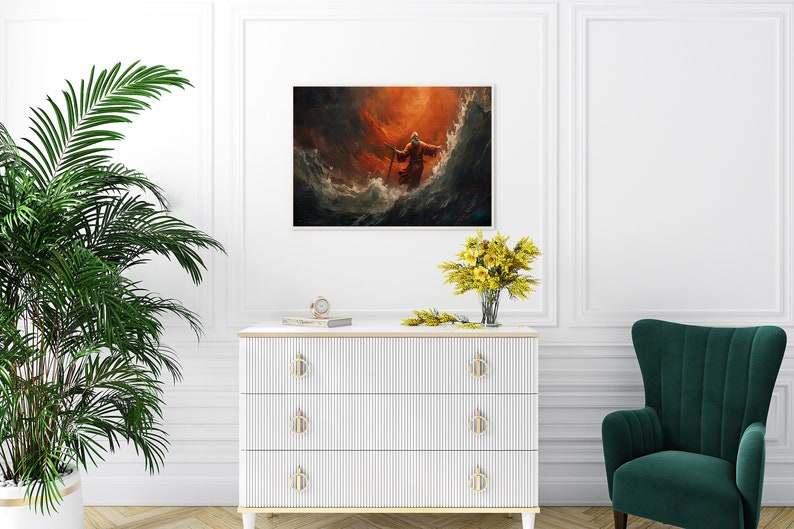 Moses Parting the Red Sea Wall Art, Bible Wall Art, Instant Download - Etsy