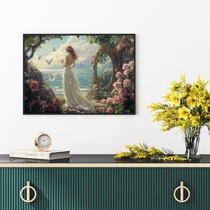 Aphrodite in a Rose-filled Garden by the Sea Wall Art, Greek Mythology ...