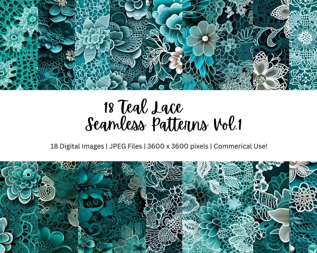 Teal Lace Seamless Background Patterns - Etsy