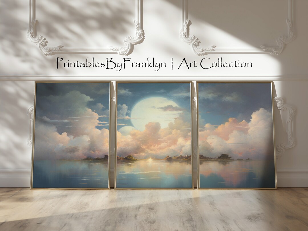 Enchanting Sky Celestial Wall Art, Set of 3, Wildflower Wall Art, Sky ...