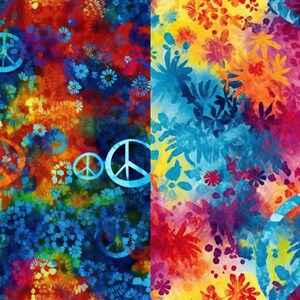 18 Peace-sign Tie Dye Seamless Pattern, Luxurious Peace-sign Tie Dye ...