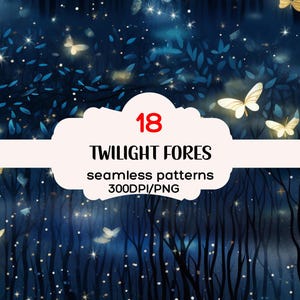 Twilight Forest Seamless Patterns, Magical Forest Repeating Pattern, Forest Texture Backgrounds ...