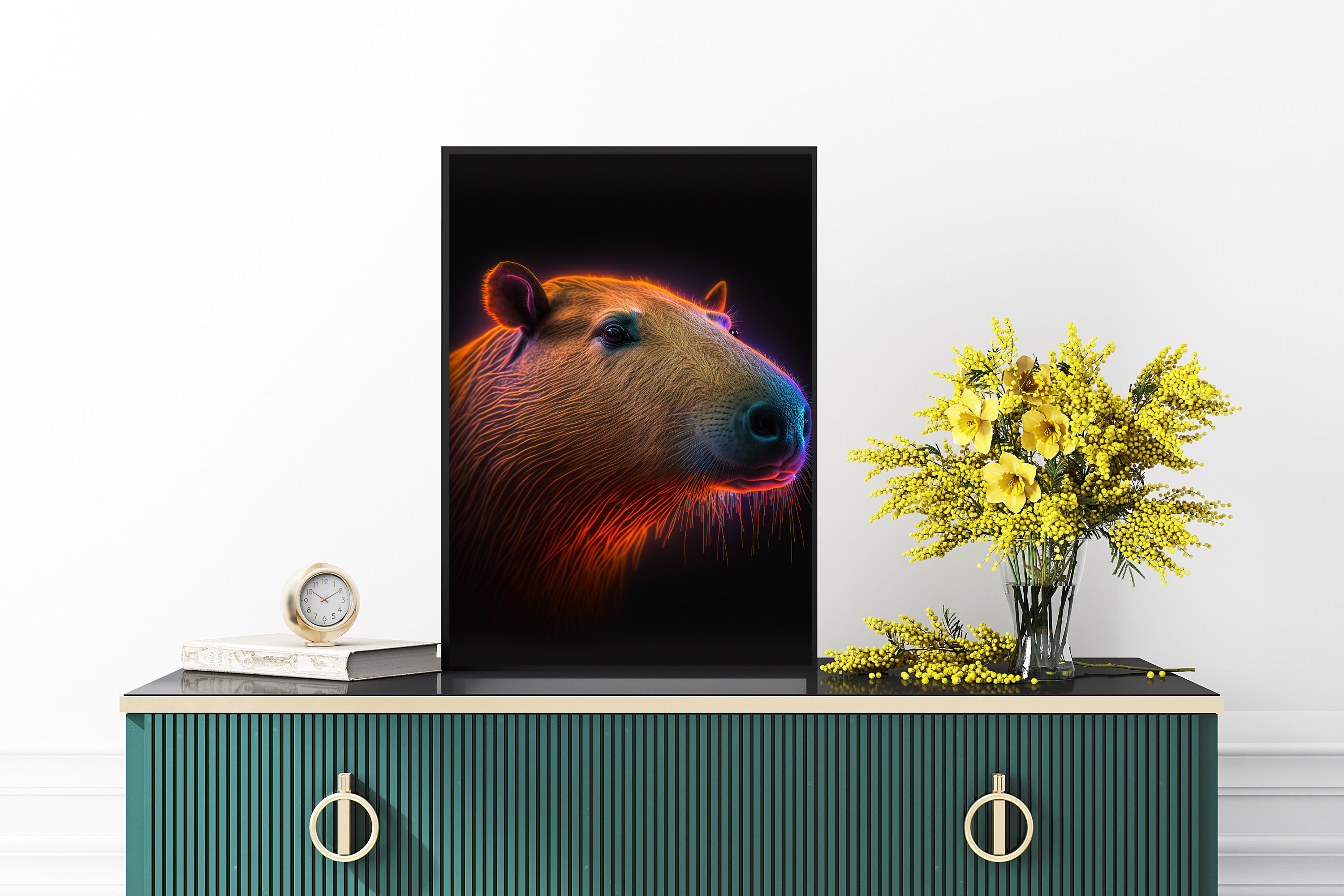 Neon Capybara Printable Wall Art, Capybara Wall Art, Animal Prints ...
