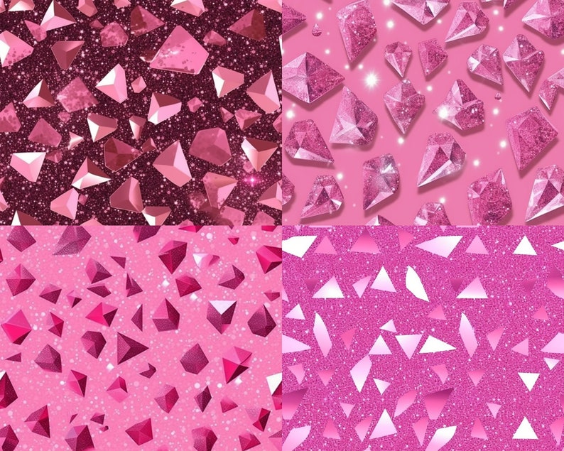 18 Pink Glitter Diamonds Seamless Pattern, Luxurious Pink Glitter ...