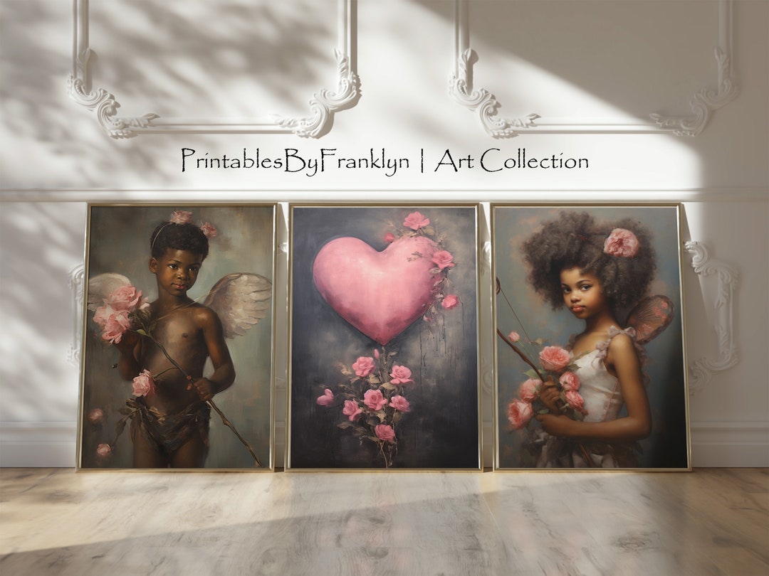 Vintage Black Cupid Romance Young African American Valentine Cupids ...