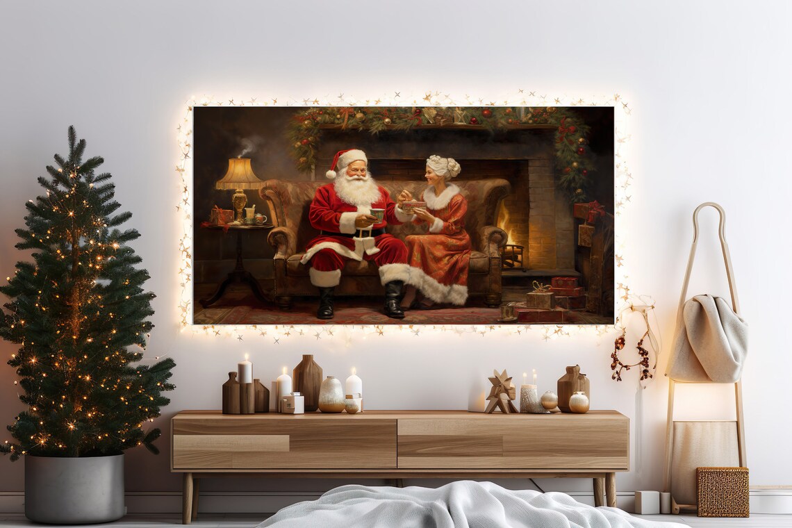 Christmas Frame TV Art Santa & Mrs Claus Santa Christmas - Etsy
