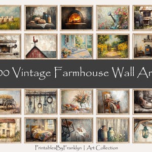 Vintage Farmhouse Wall Art Bundle, Set of 100, Rustic Wall Art, Farmhouse Wall Art, Vintage Wall ...