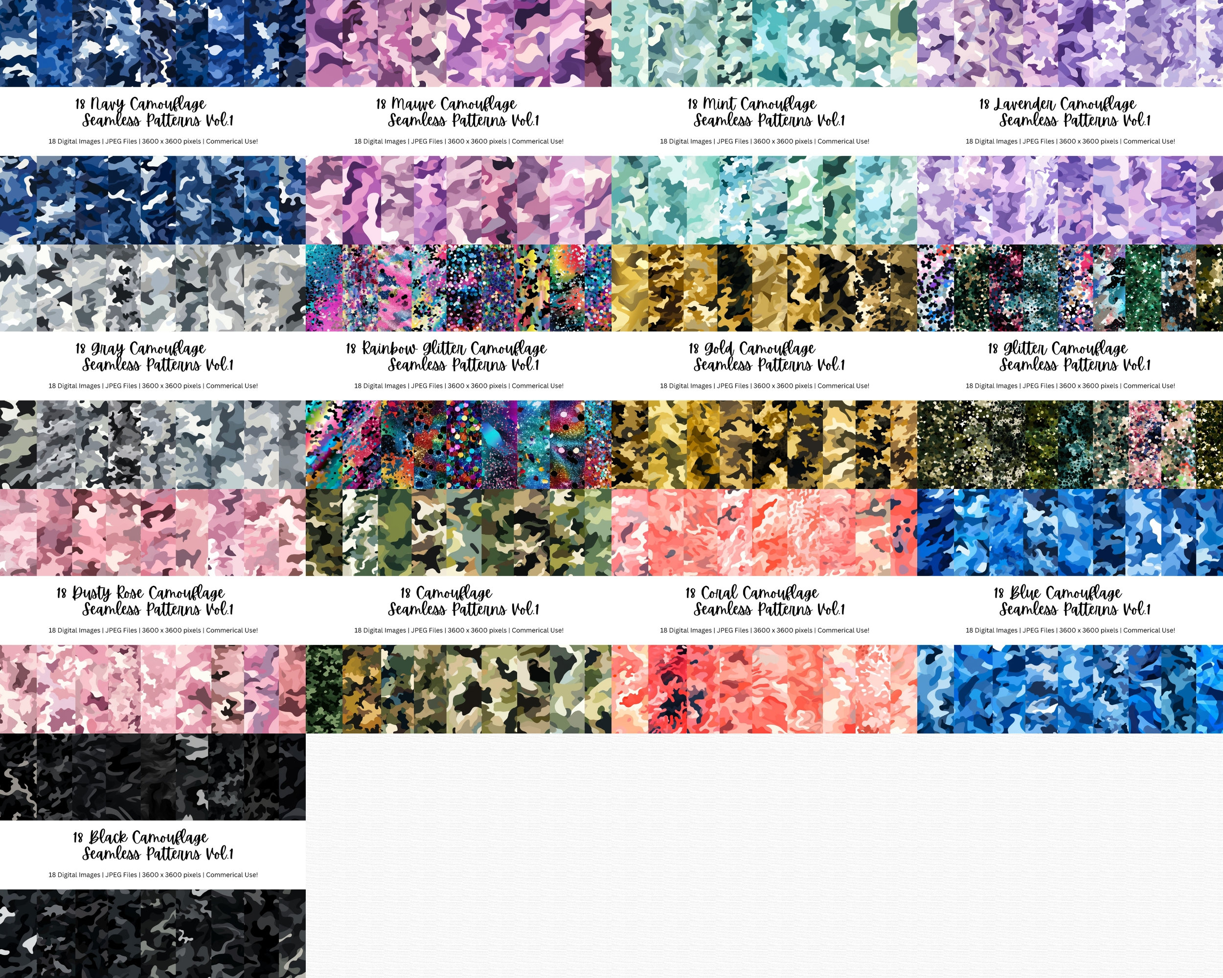 Camouflage 500 Seamless Pattern Bundle, Camouflage Repeating Pattern ...