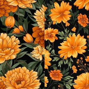 18 Boho Marigold Seamless Pattern Marigold Seamless - Etsy