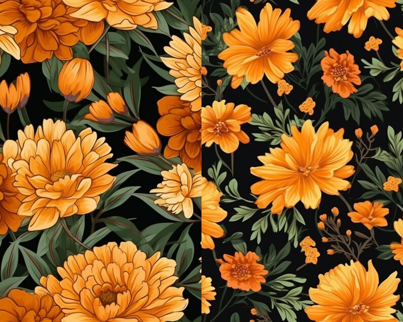 18 Boho Marigold Seamless Pattern Marigold Seamless - Etsy