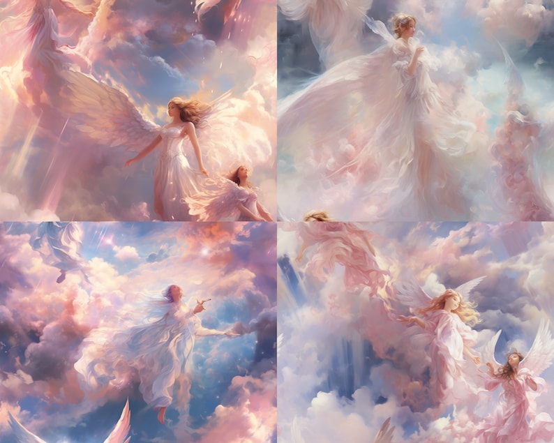 Angels Background Seamless Patterns, Heaven Seamless Patterns, Clouds ...
