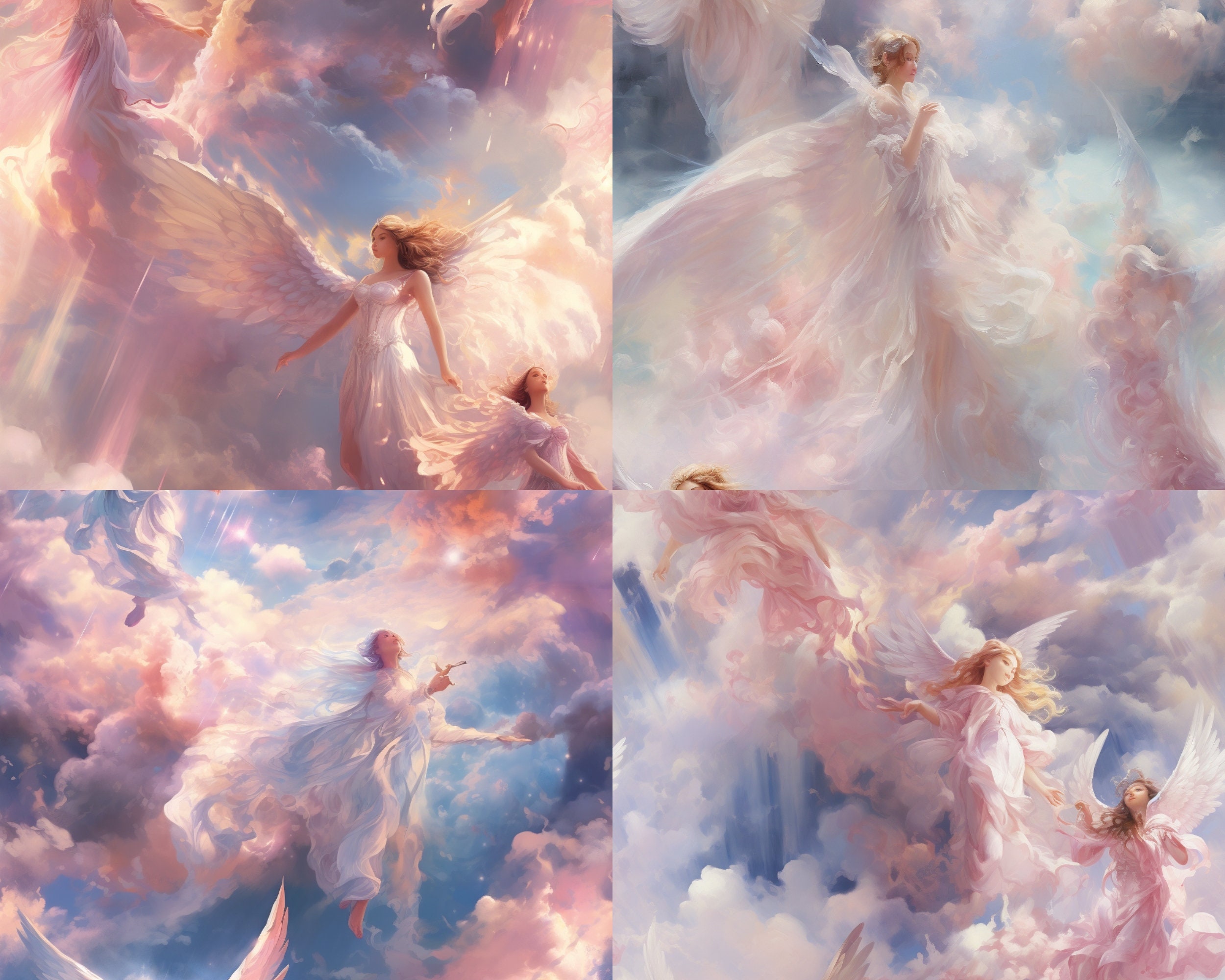 Angels Background Seamless Patterns, Heaven Seamless Patterns, Clouds ...
