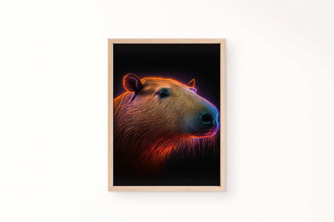 Neon Capybara Printable Wall Art, Capybara Wall Art, Animal Prints ...
