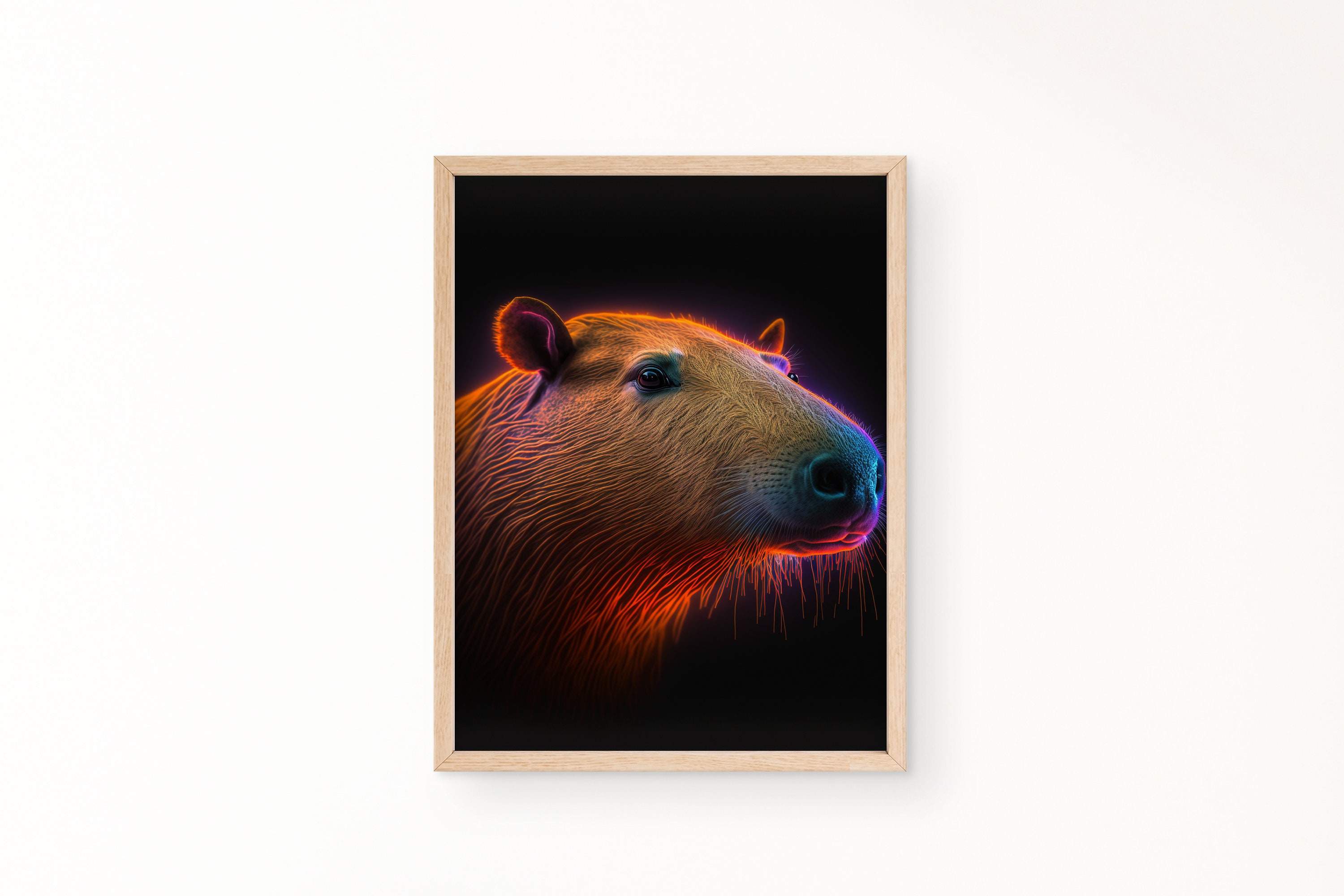 Neon Capybara Printable Wall Art, Capybara Wall Art, Animal Prints ...