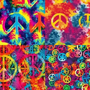 18 Peace-sign Tie Dye Seamless Pattern, Luxurious Peace-sign Tie Dye ...