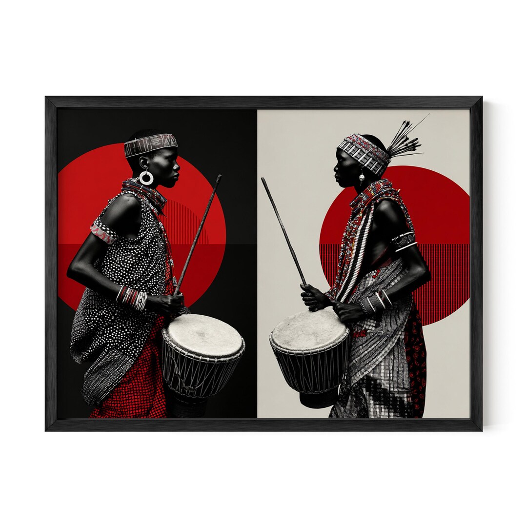 African Tribal Drummers Wall Art, African Wall Art, African Wall Decor ...