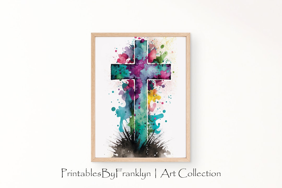 Watercolor Cross Wall Art, Religious Wall Art, Holy Cross Wall Art ...