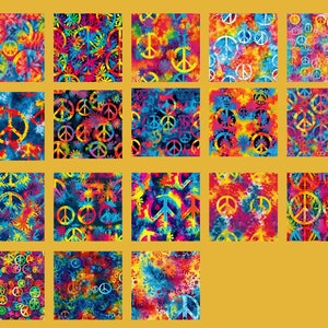 18 Peace-sign Tie Dye Seamless Pattern, Luxurious Peace-sign Tie Dye ...