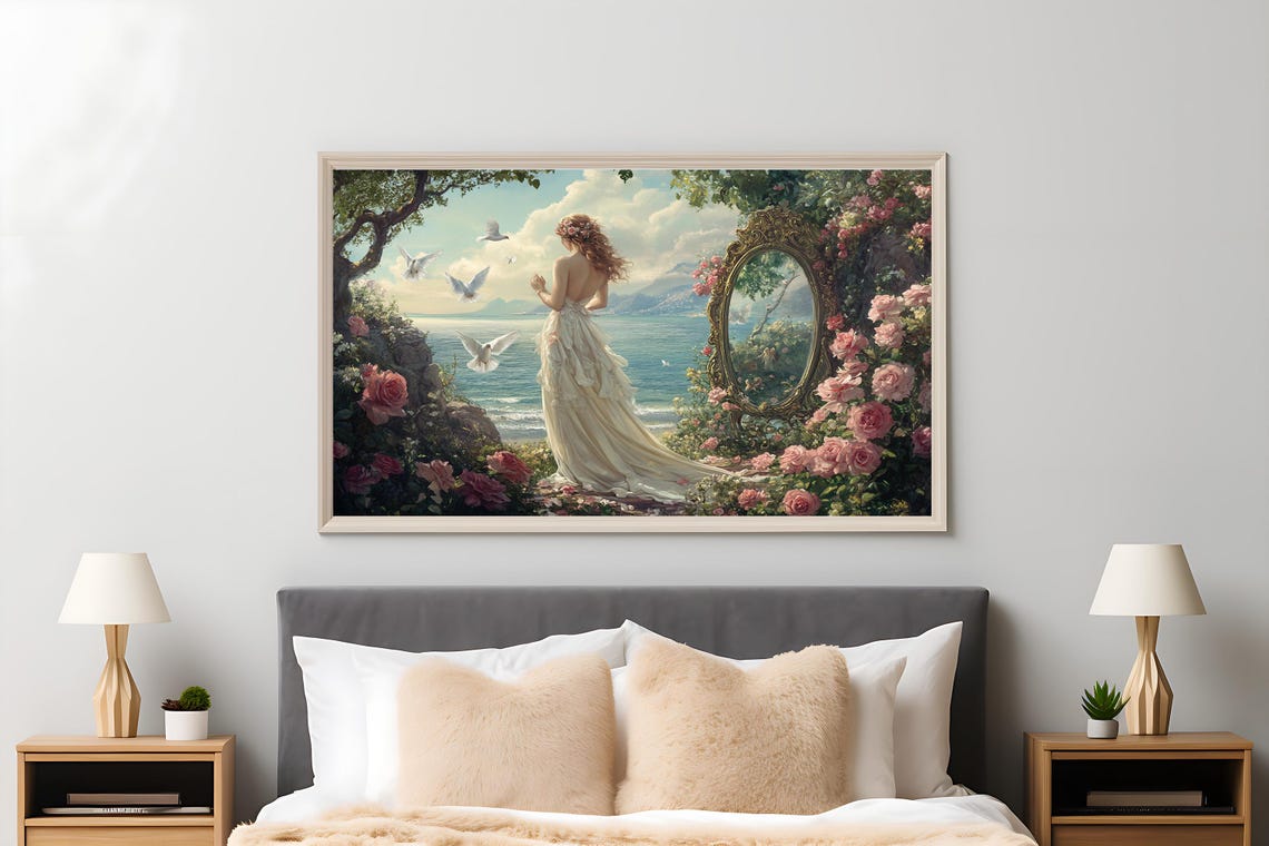 Aphrodite in a Rose-filled Garden by the Sea Wall Art, Greek Mythology ...