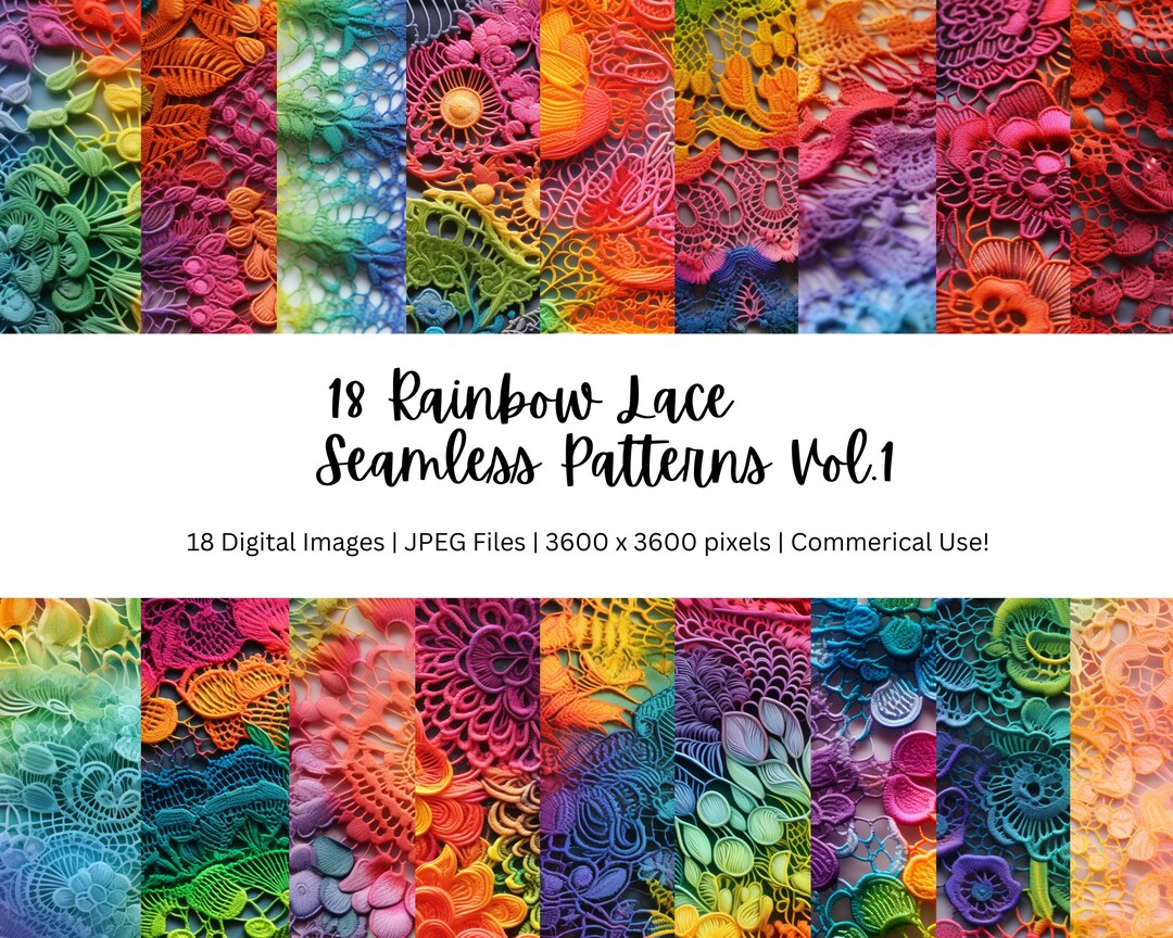18 Rainbow Lace Seamless Background Patterns and 18 Rainbow Rustic ...