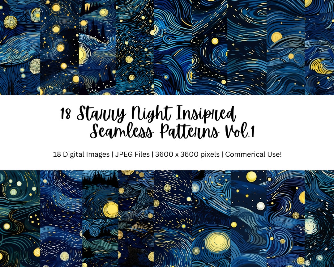 Starry Night Seamless Patterns, Starry Night Textures, Van Gogh ...