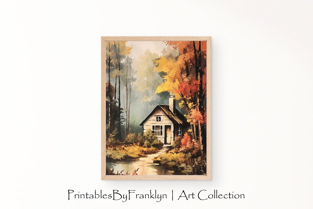 Vintage Cottage in the Forest Wall Art - Enchanting Nature, Rustic Wall ...