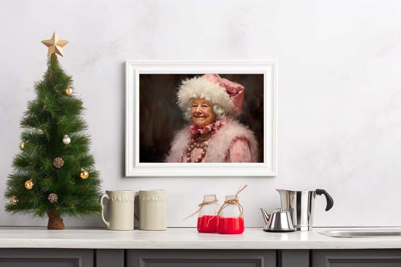 Pink Mrs. Claus Wall Art, Christmas Wall Art, Christmas Wall Decor, Mrs ...