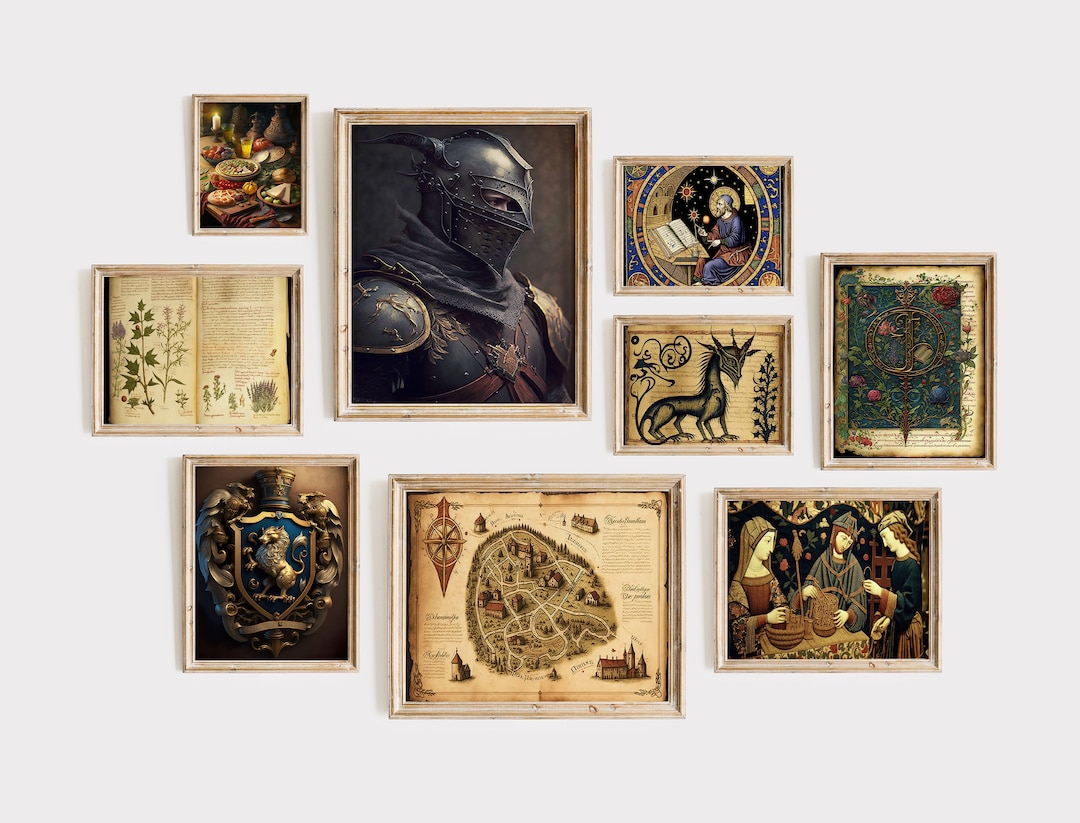 Medieval Wall Art Set, Set of 9 Printables, Middle Ages Décor, Medieval ...