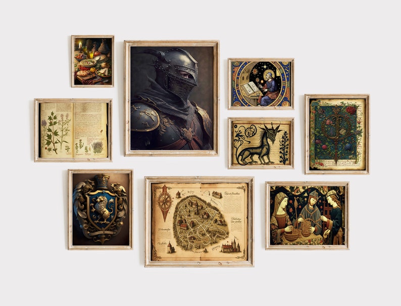 Medieval Wall Art Set, Set of 9 Printables, Middle Ages Décor, Medieval ...