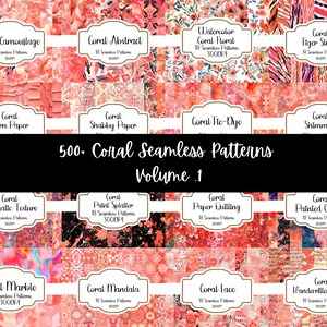Coral 500+ Seamless Patterns Bundle, Coral Seamless Textures, Coral ...