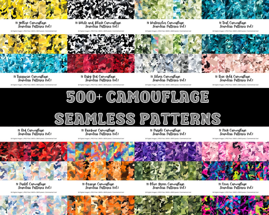 Camouflage 500 Seamless Pattern Bundle, Camouflage Repeating Pattern ...