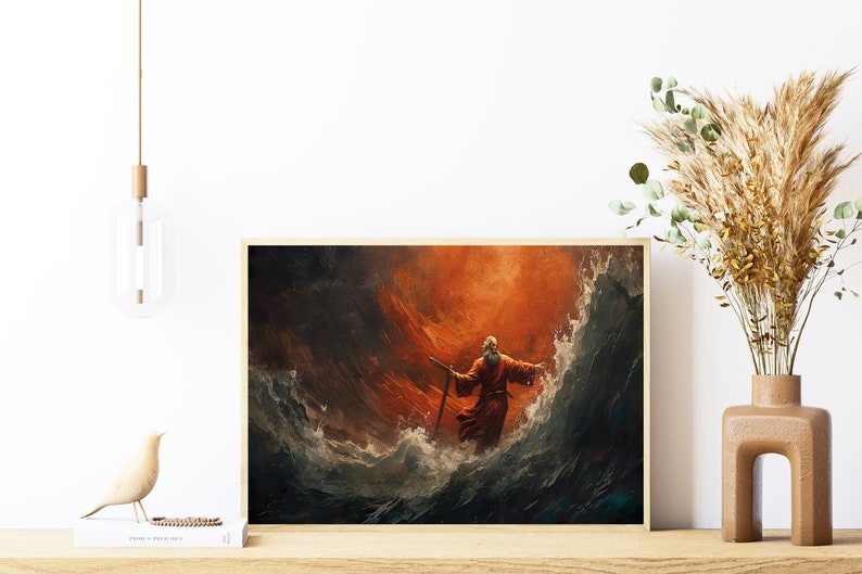 Moses Parting the Red Sea Wall Art, Bible Wall Art, Instant Download - Etsy